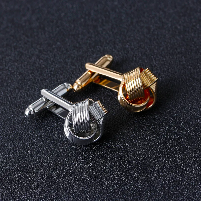 Silver Gold Plated Knot Cufflinks for Men, Unique Fashion Business ...