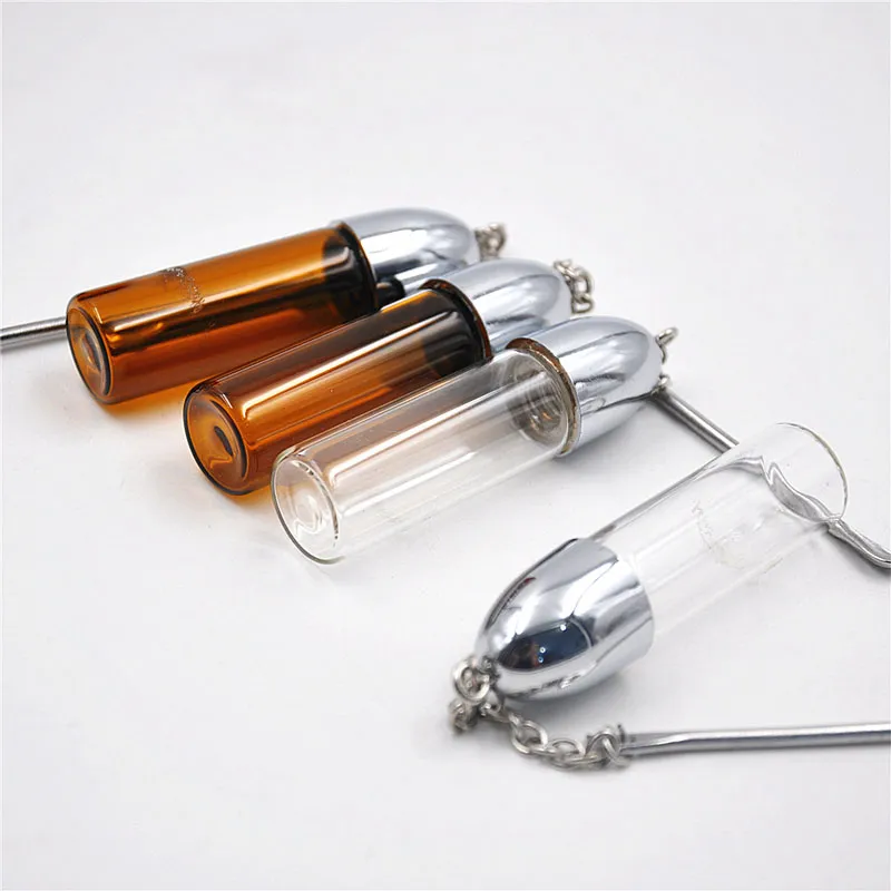 Glass Snuff Bottle Pill Box: Metal Bullet Sniffer Storage Container ...