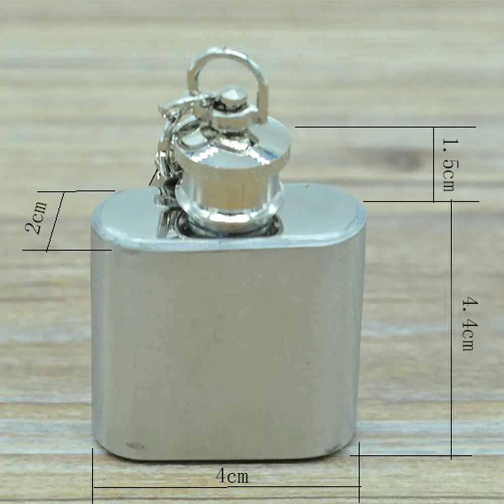 1oz Stainless Steel Mini Hip Flask With Keychain Portable Party Outdoor ...