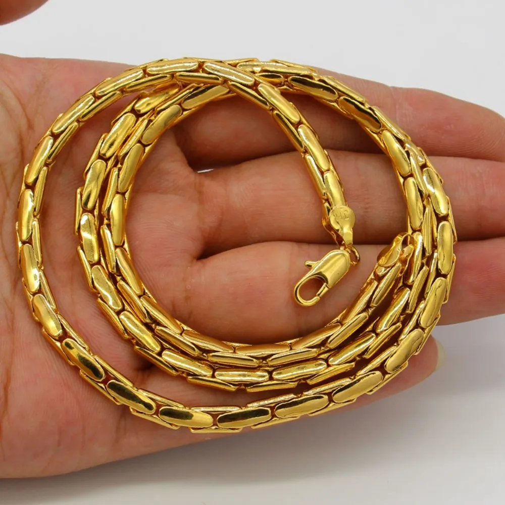 Gouden Ketting Voor Mannen Goud Kleurige Ketting Gewikkeld Patroon