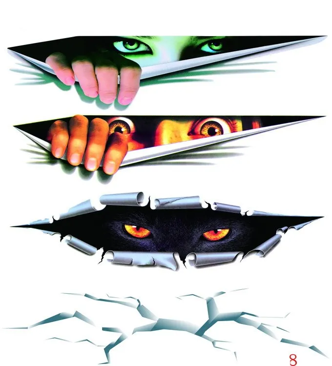Peeking Monster 3D Car Eye Stickers - Waterproof Rear Window Decal ...