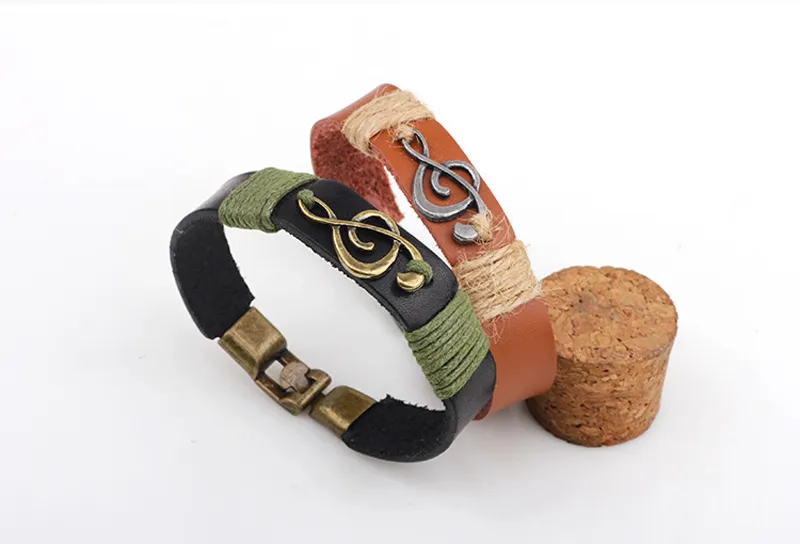 Popular Jewelry Music Charm Bracelet Classic Leather Musical Bracelets ...