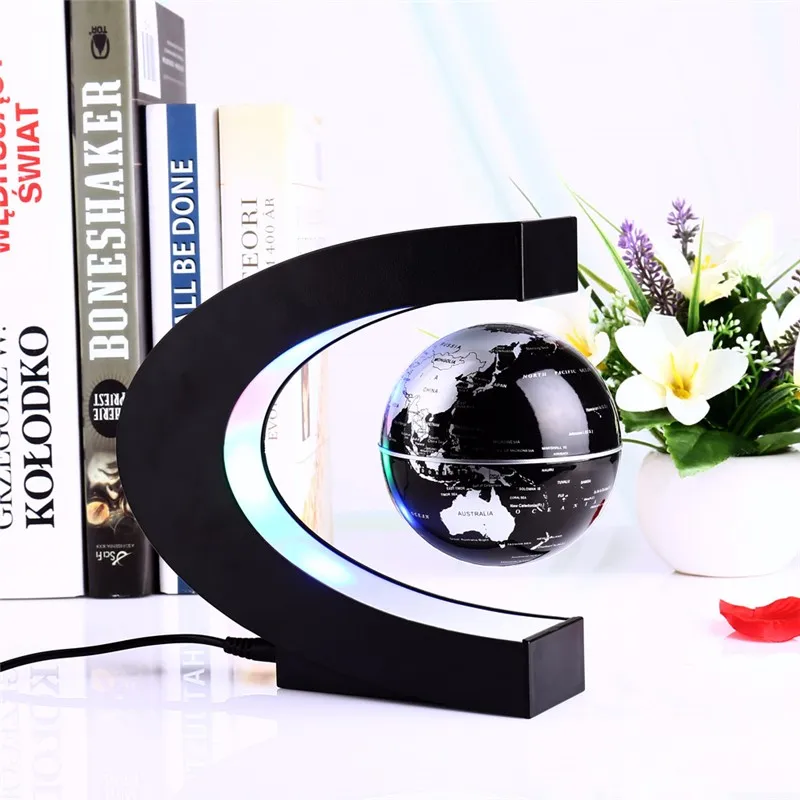 Floating Magnetic Globe LED Night Light C Shaped Base, Anti Gravity ...