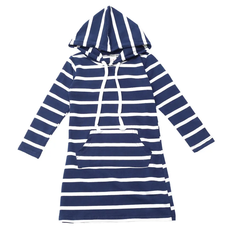 Girls' Hooded Dress: Stylish Striped Tutu Long Sleeve Casual Dress For ...