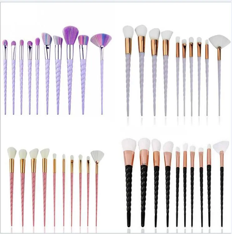 Unicorn Spiral Makeup Brush Set, Rainbow Professional Brushes for ...