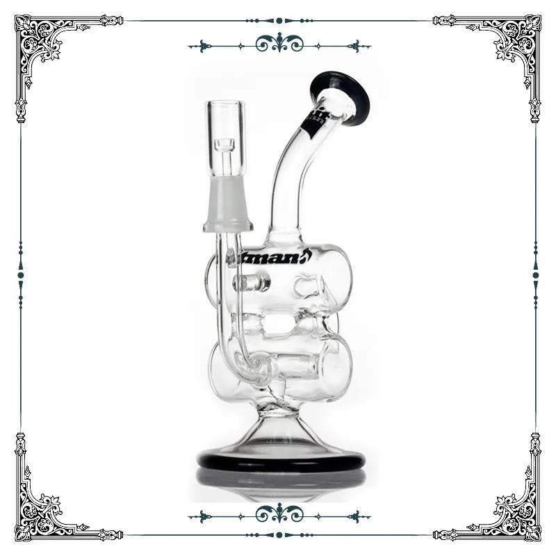 Hitman Glass Baby Double Barrel Recycler Vapor Rig Black Bongs Water ...