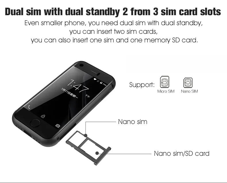 Super Mini Android SmartPhone Cell Phones Original SOYES 7S MTK6580 ...