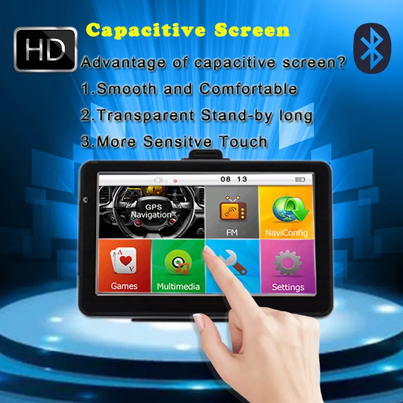 7" HD Touch Screen Car truck gps navigation with Bluetooth, AVIN ...