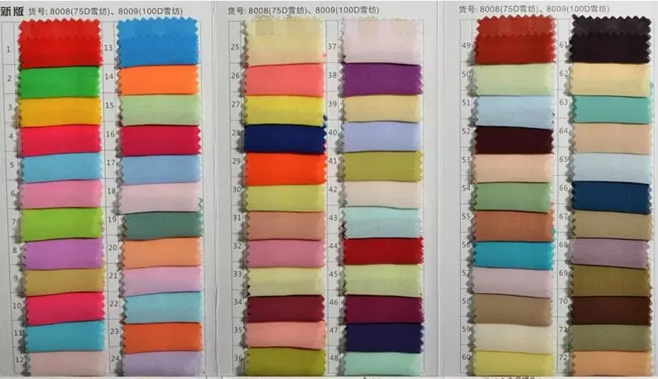 Chiffon Fabric Swatches - Premium Color Samples for Dressmaking, Bridal ...