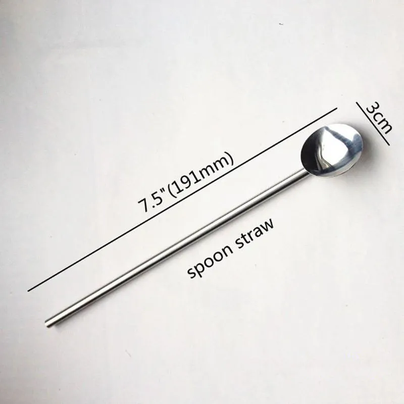 Stainless Steel Drinking Straw Spoon Cocktail Milk Coffee Juice Water ...