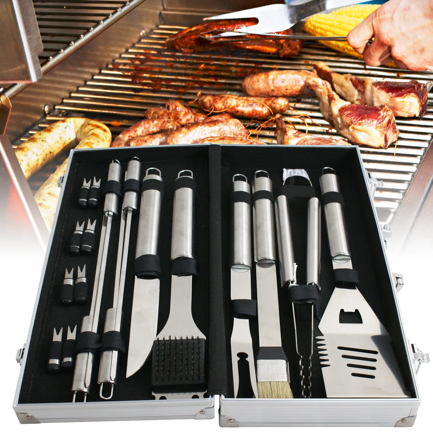 BBQ Barbecue Tool Set Grill Grilling Tools Accessory Stainless Steel ... BBQ Barbecue Tool Set Grill Grilling Tools Accessory Stainless Steel ...