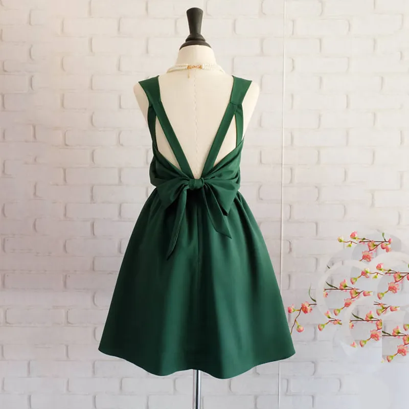 Forest Green Mini Dress: Sexy Backless Cocktail Party Dress, Homecoming ...