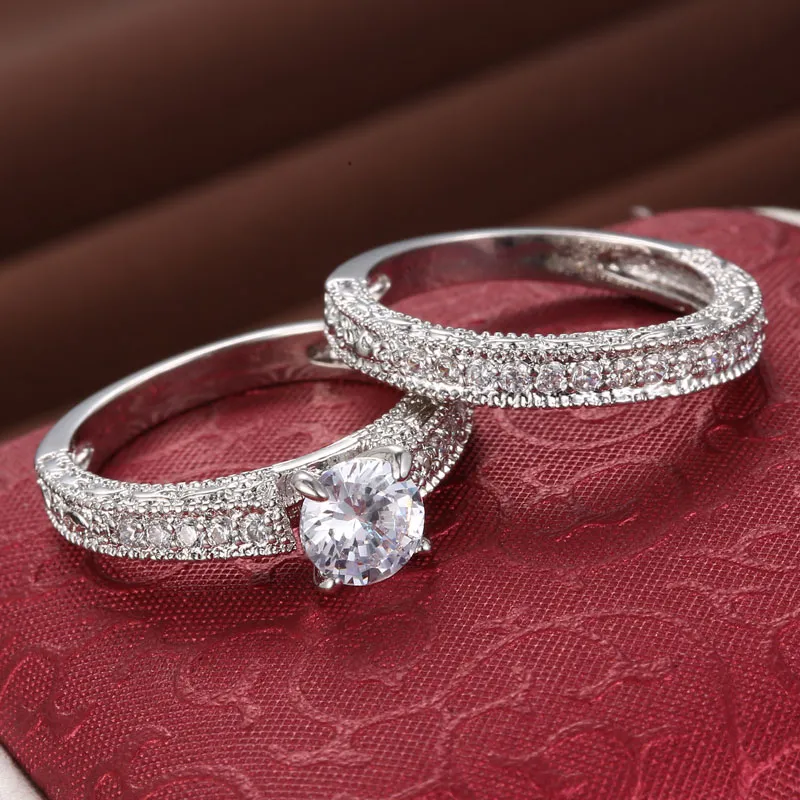 New Wedding double Rings For Women Trendy Party Gift Engagement Romantic suit Rings Fashion Female Jewelry