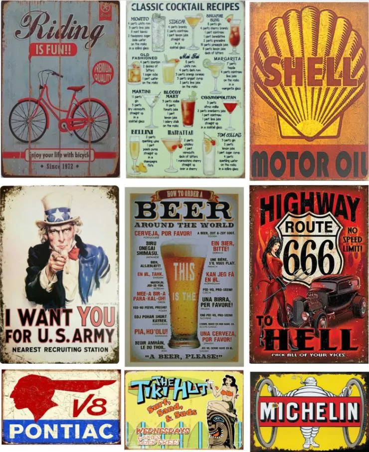 Different Themes Beer Garage Warning Motor Vintage Craft Tin Sign Retro ...