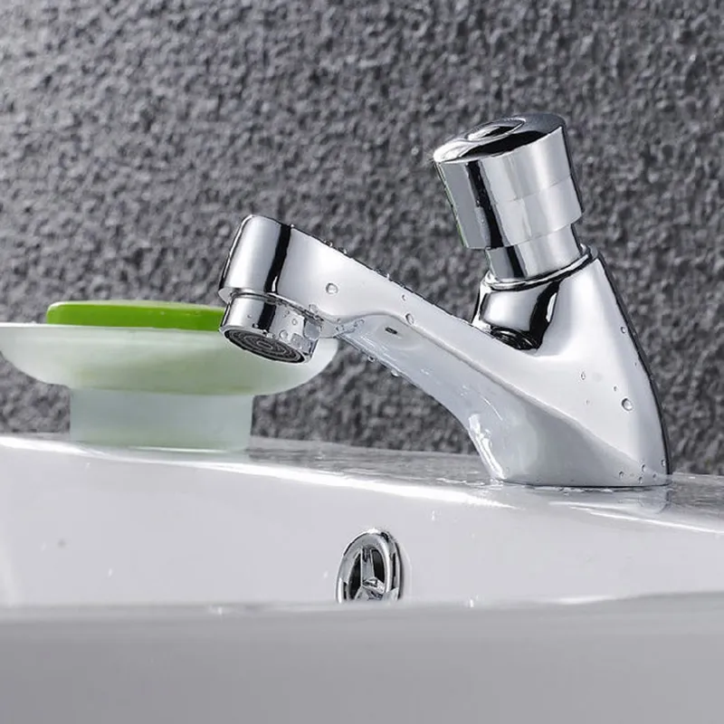 High Quality Push Self Closing Bathroom Sink Faucet Water Saving Delay ...