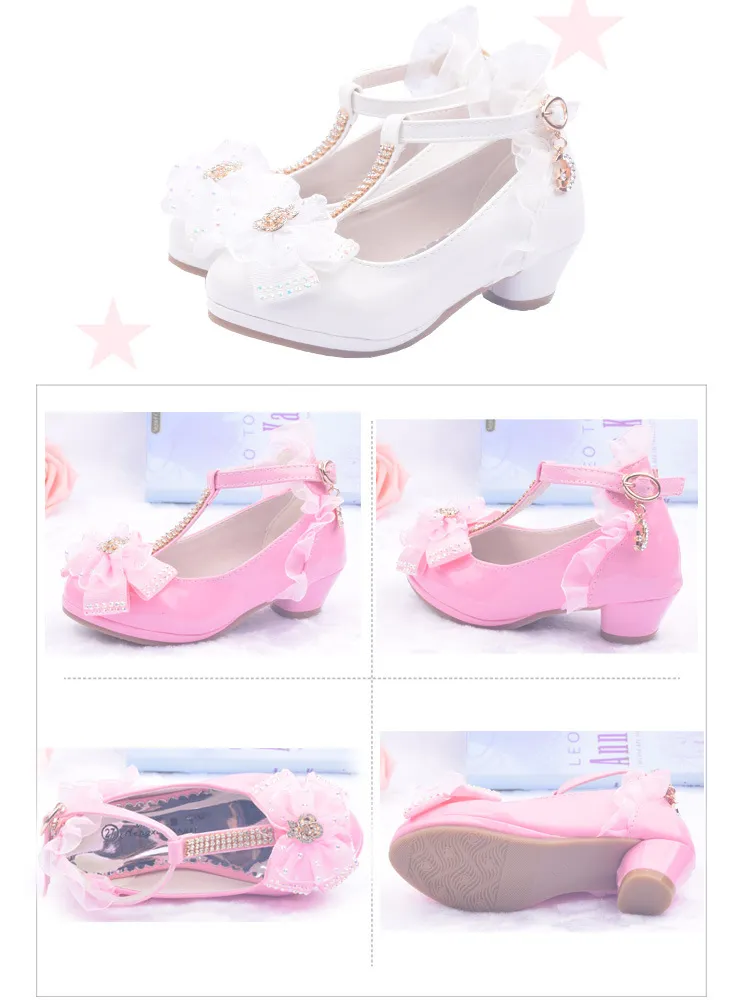 Children Party Leather Shoes Toddler Girls PU Lace Flower Dress Shoes ...