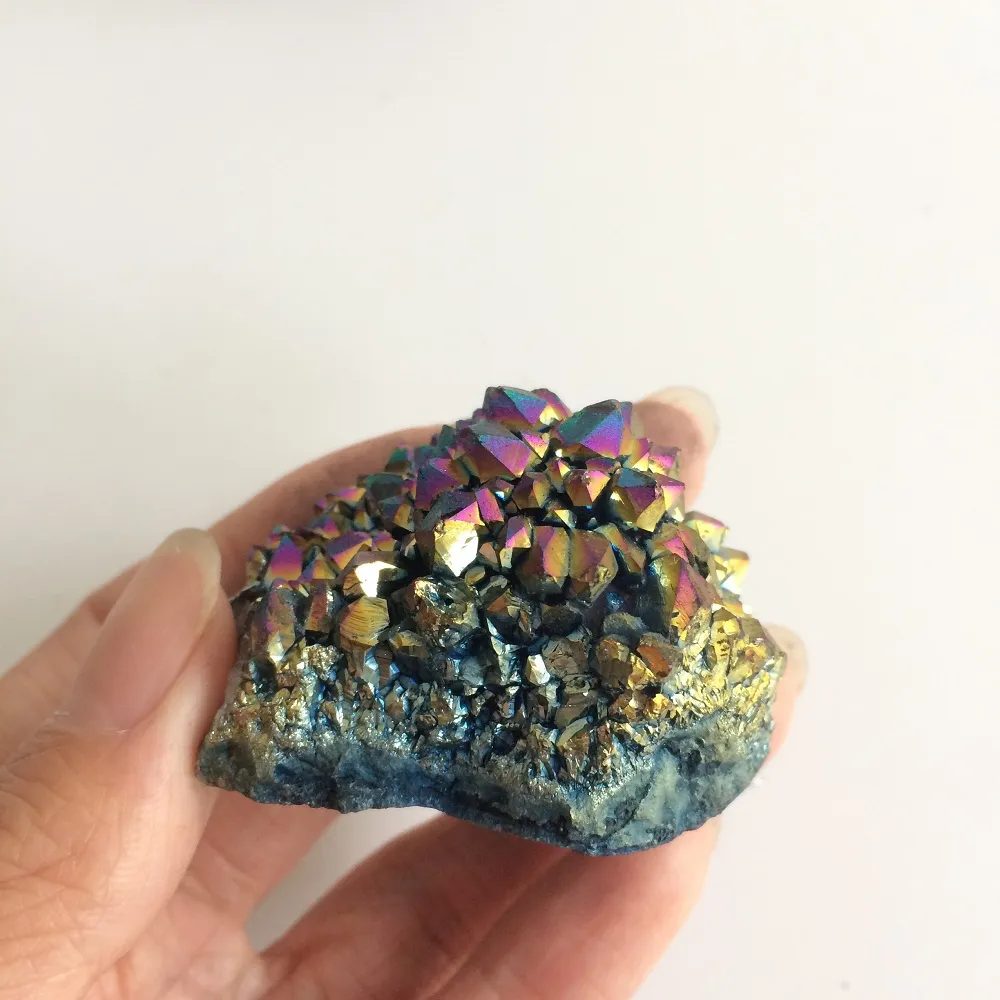 Aura Titanium Cluster Chunk Pendant Natural Raw Crystal Quartz Wand ...