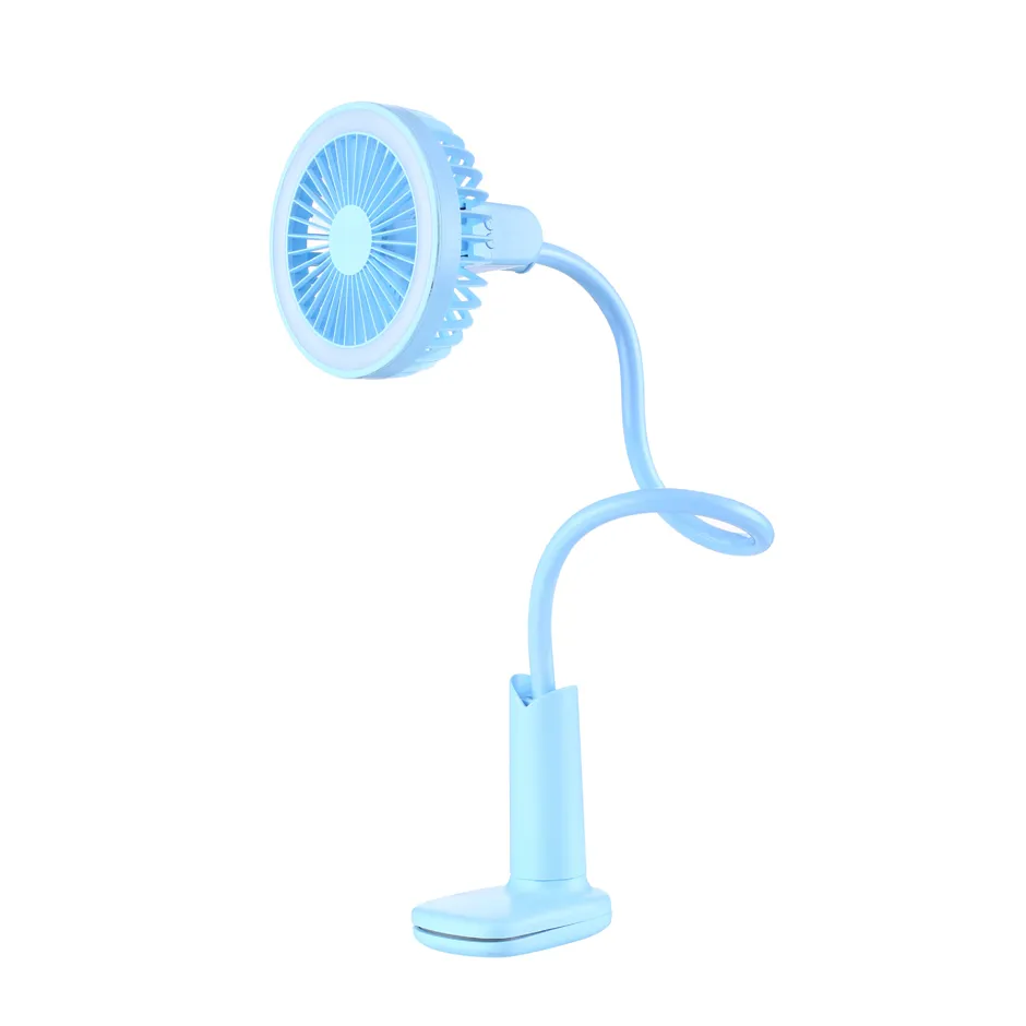 Multifunctional LED Table Lamp Fan With Soft Swing Arm And Clamp Base ...
