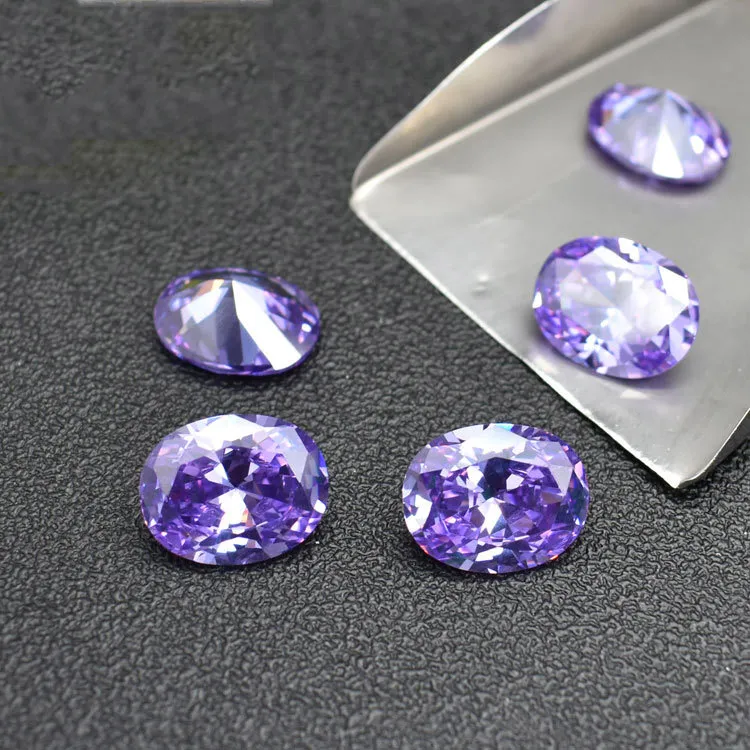 Lavender Oval Cubic Zirconia Loose Gemstone Beads, Machine Cut, 8 Sizes ...