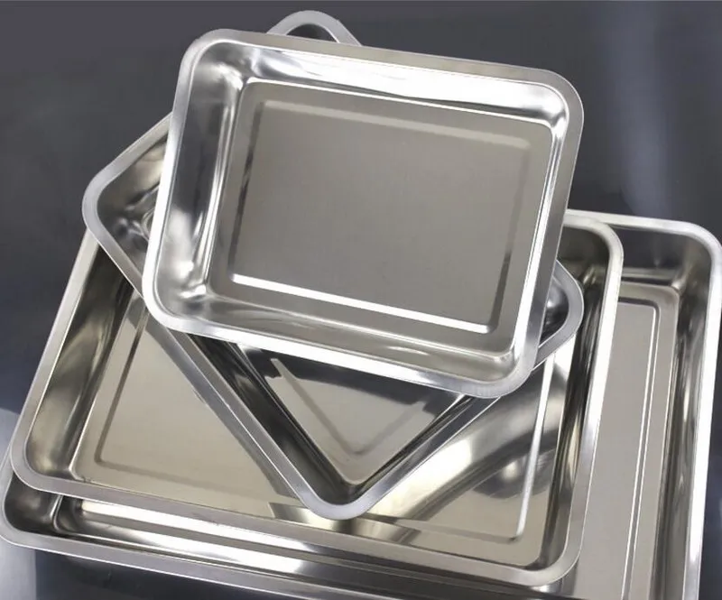 Stainless Steel Serving Tray Set, Square & Rectangular Food Storage ...