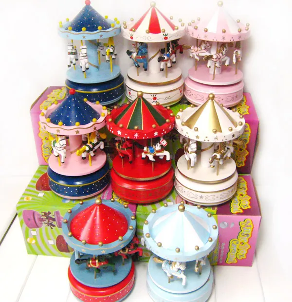 DHgate.com:Handcrafted Wooden Carousel Music Box with Colorful Horse ...