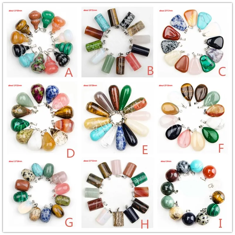 Fashion Healing Crystals Point Pendants: Turquoise, Amethyst, Rose ...