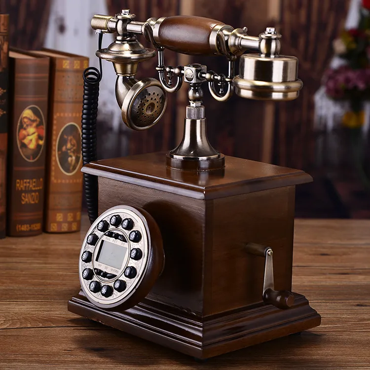 Fashion Creative Solid Wood Telephone Antique European Retro Telephone ...