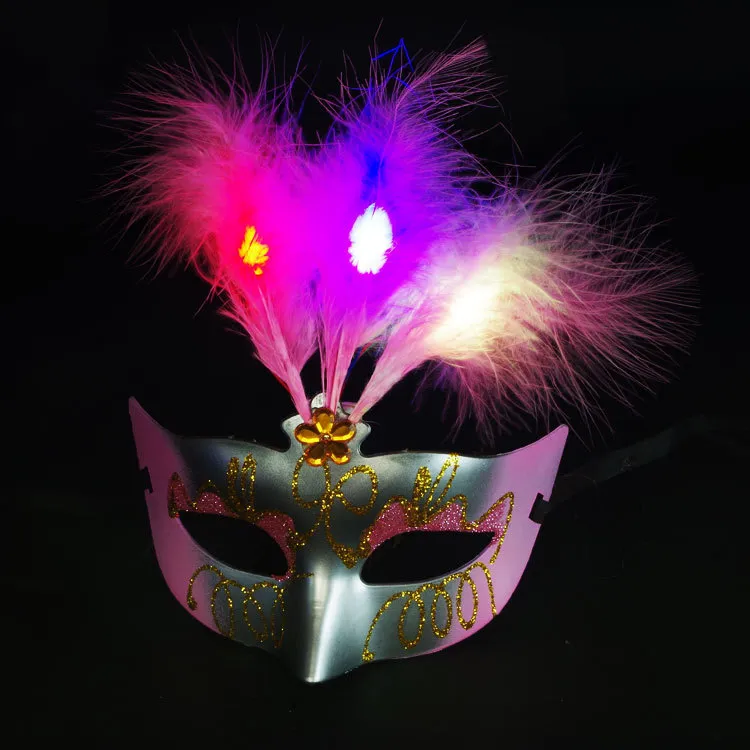 Luminescent Feathered Mask With LED Glittering Princess Venetian ...