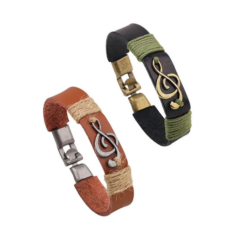 Popular Jewelry Music Charm Bracelet Classic Leather Musical Bracelets ...