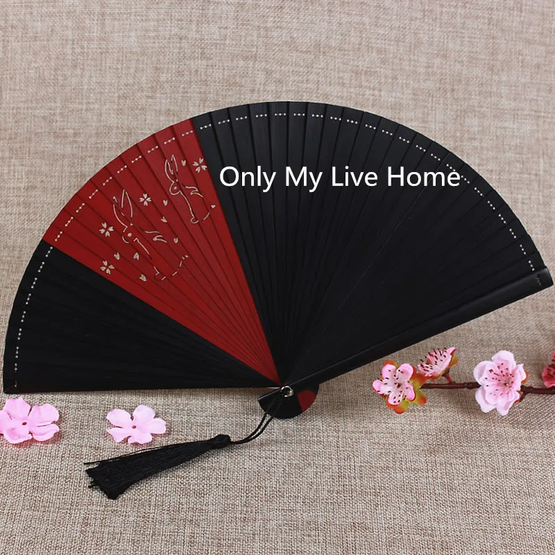 Mini Bamboo Hand Fan Tassel Pure All Bamboo Patchwork Portable Japanese ...
