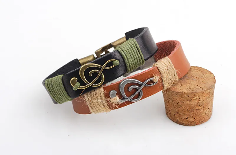 Popular Jewelry Music Charm Bracelet Classic Leather Musical Bracelets ...