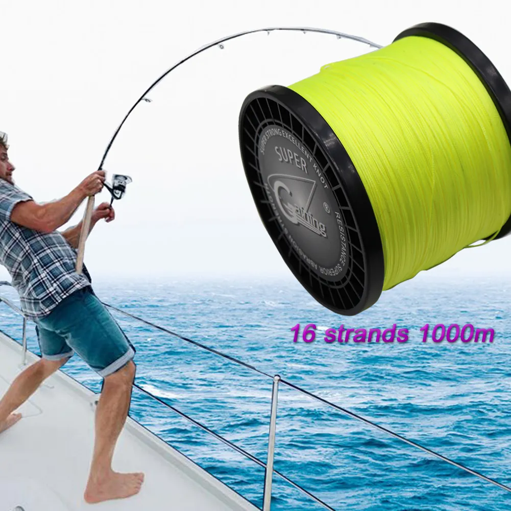 Premium 16 Strand Braided Fishing Line - 1000m Super Strong PE Fishing ...