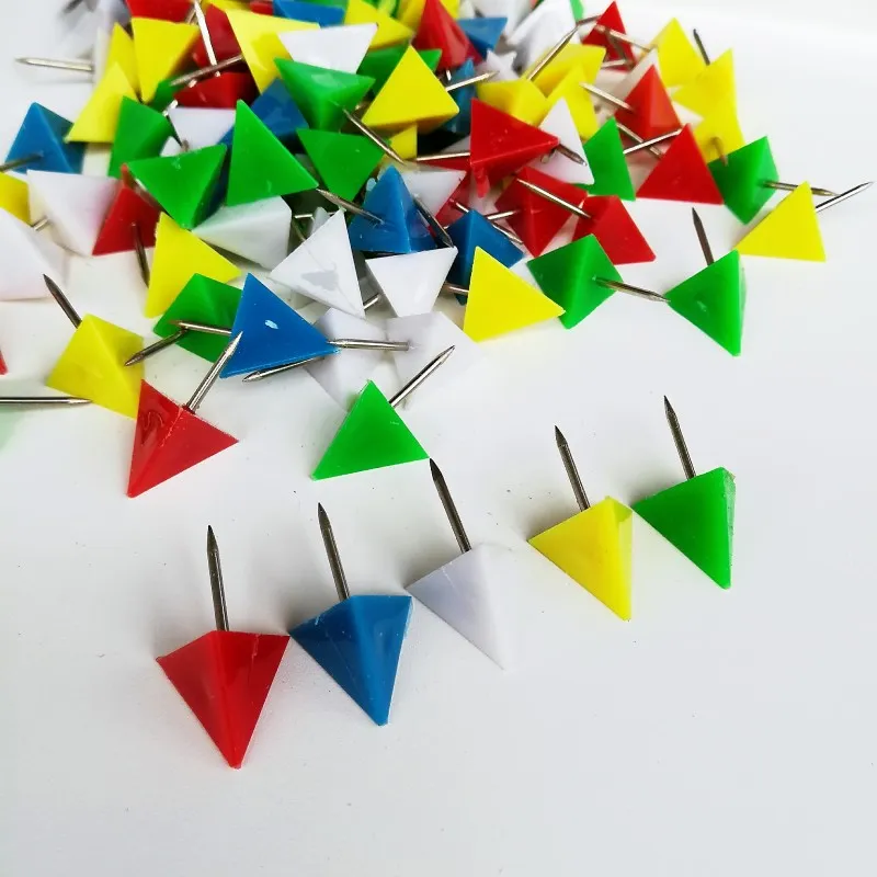 Map Pencils Triangle Push Pins: Set Of Plastic Thumb Tacks, Mixed ...