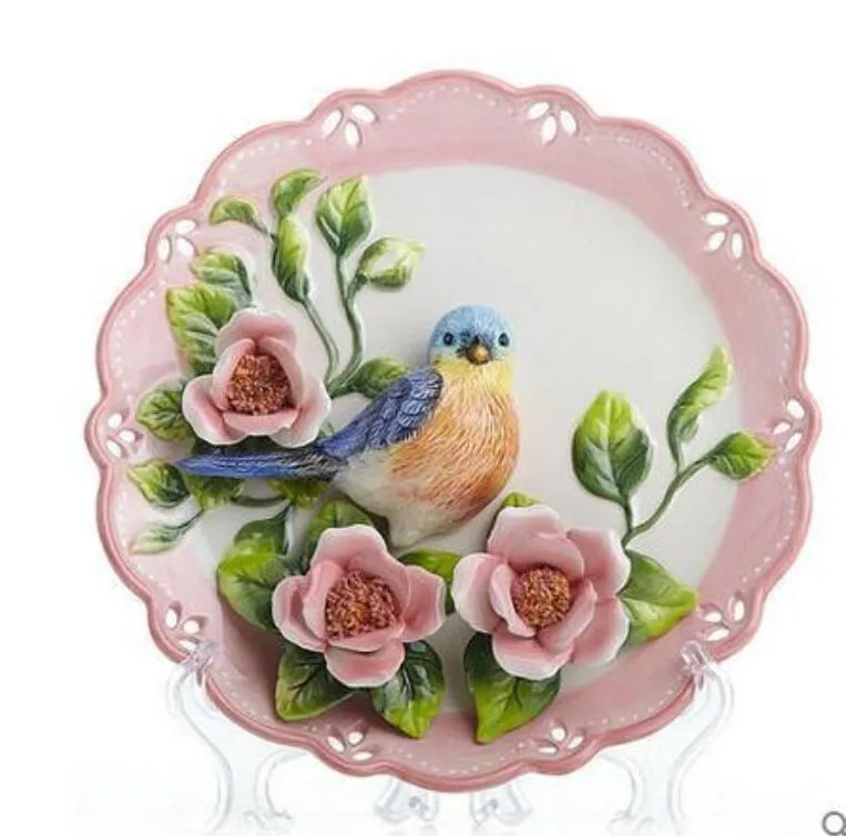 Blue Magpie Decorative Wall Dishes Porcelain Decorative Bird Plates ...