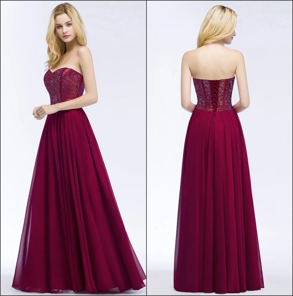 Beaded Chiffon Long Sweetheart Neckline Prom Dress Real Image ...