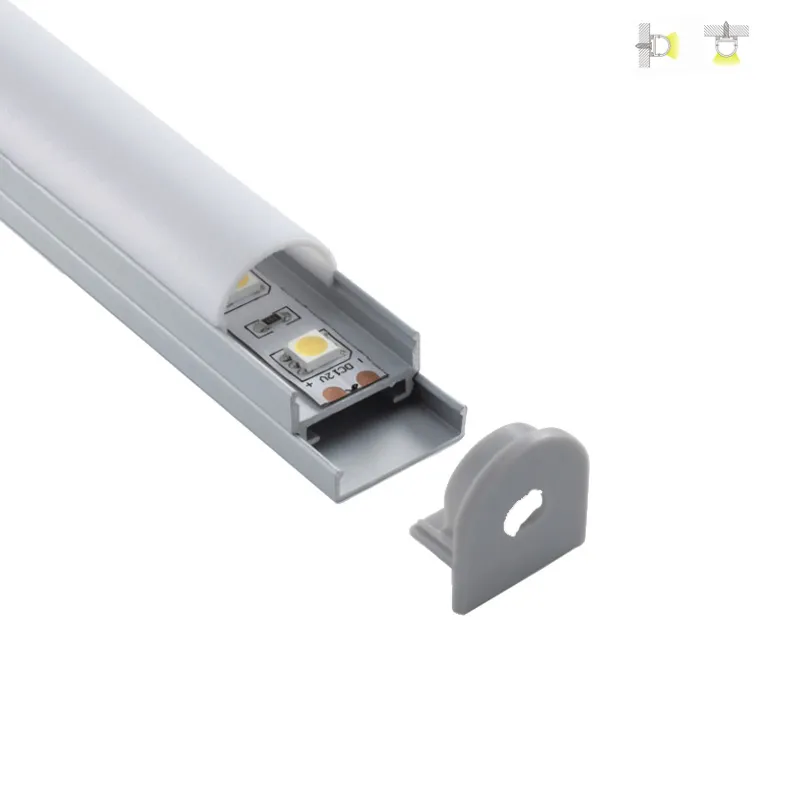 2M LED Strip Housing - Half Round Aluminum Profile for Circular Light ...