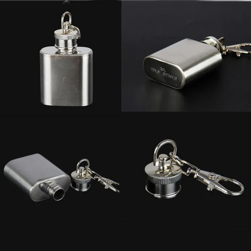 Mini 1oz Stainless Steel Hip Flask with Keychain - Portable Alcohol ...
