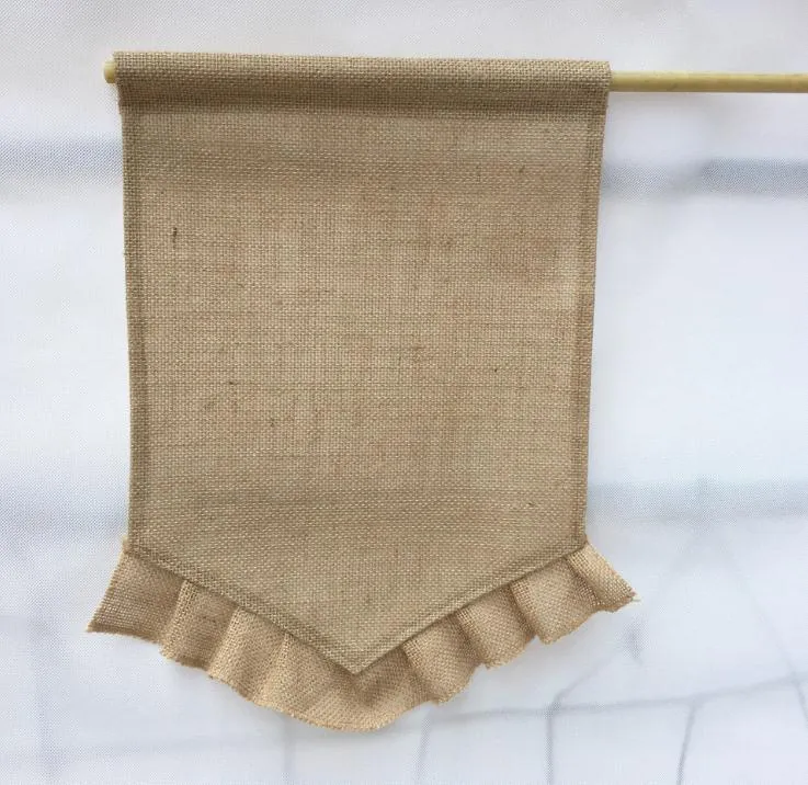 DIY Burlap Small Flags With Jute Ruffles Portable Guide Small Flags For ...