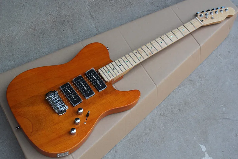 Mahogany Electric Guitar with Green Lights, P90 Pickups, Bird Eye Maple ...