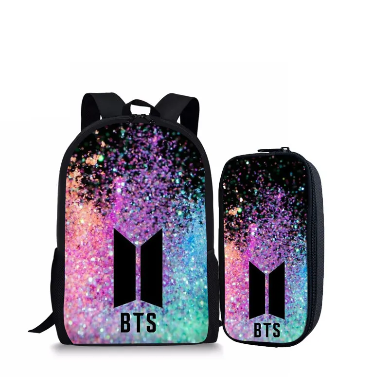 BTS Inspired Backpack Set: Kids School Bag, Teen Girls Bookbag, Letter ...