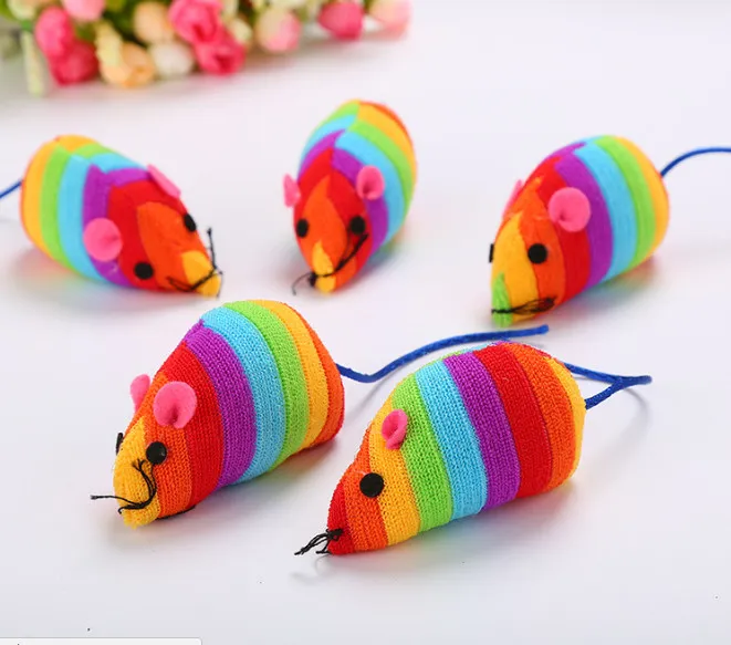 Cat Toy Mouse Rainbow with Bell, Colorful Kitten Playing Toys for Pets ...