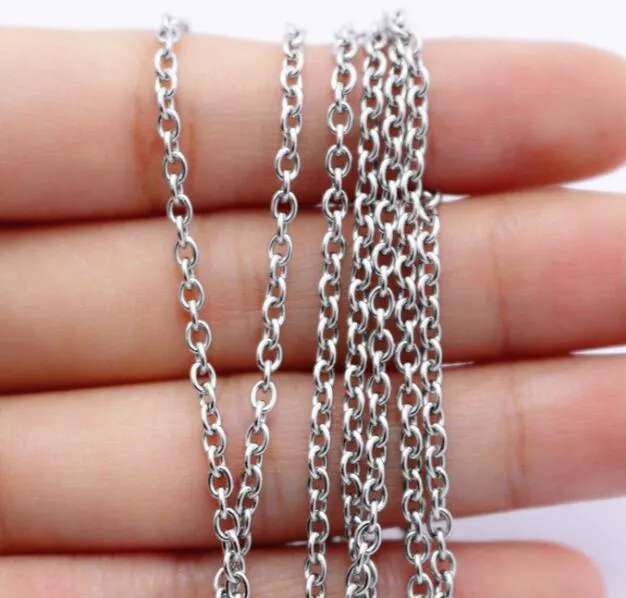 Smooth Stainless Steel Rolo Chains 10 Meters Bulk Silver Jewelry Making ...