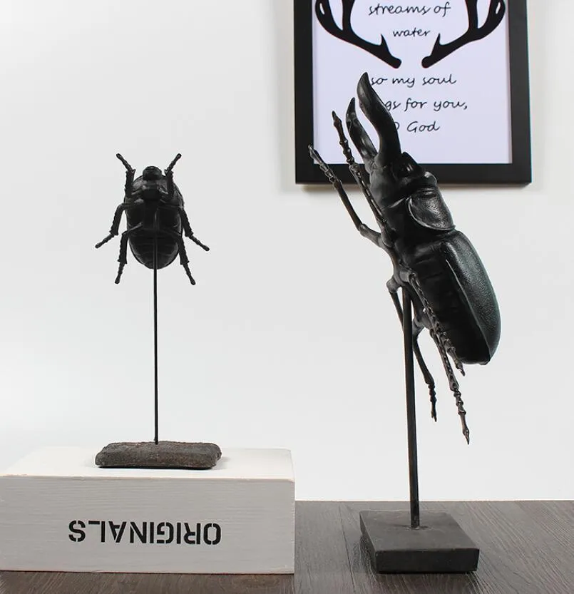 Beetle Costume: Creative Black Resin Beetle Statue Vintage Insect ...