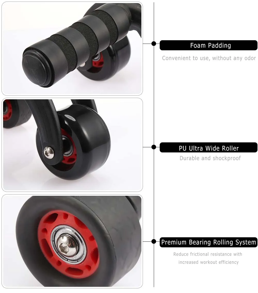 DHgate.com:3-Wheel Ab Roller for Core Strength Training, Portable and ...