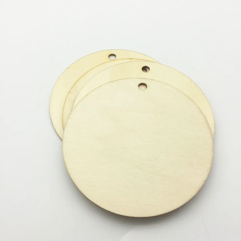 DHgate.com:100pcs Natural Wood Circle Tags, 82.5mm Round Wood Slices ...