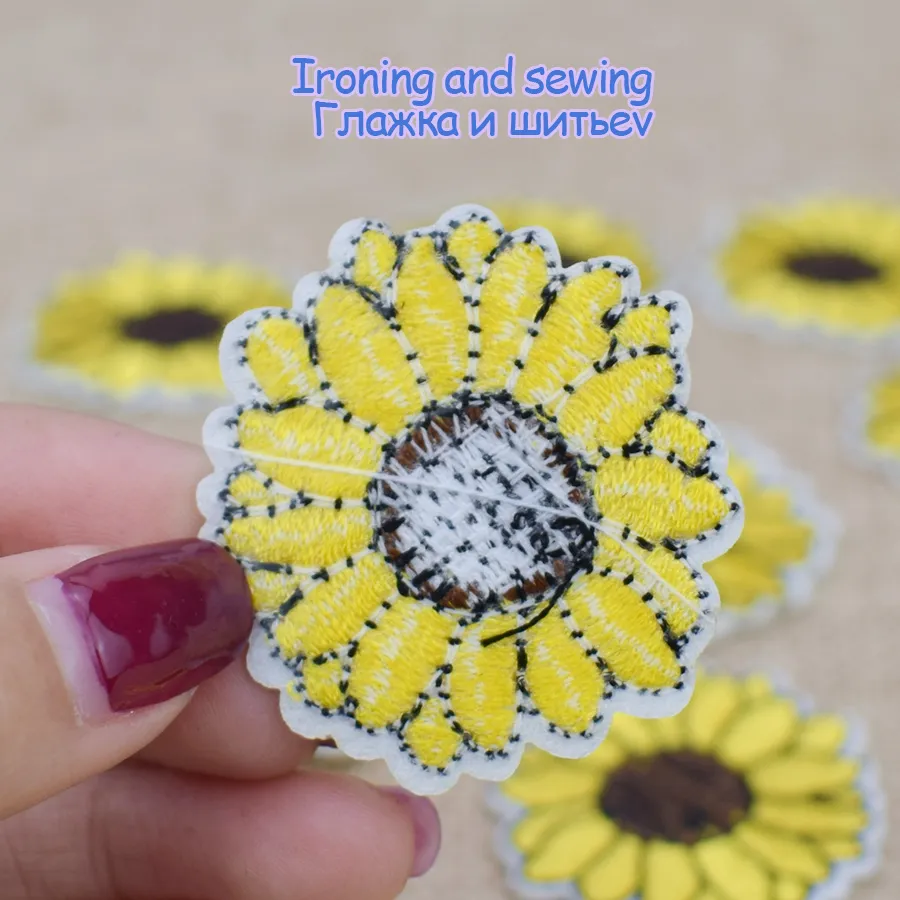 10 Yellow Chrysanthemum Embroidered Patches For Diy Fabric Buttons And ...