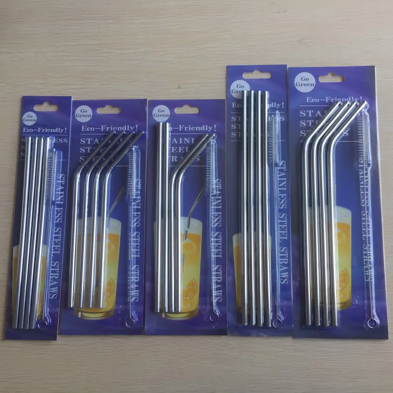 Stainless Steel Drinking Straws Set Straight & Bent Reusable Straws ...