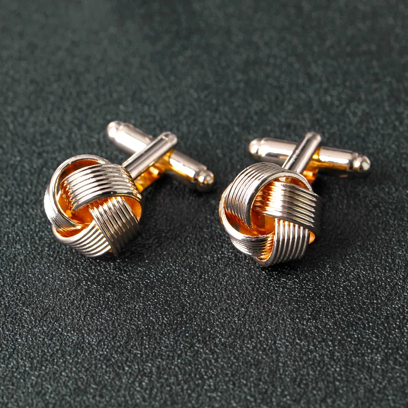 Silver Gold Plated Knot Cufflinks for Men, Unique Fashion Business ...