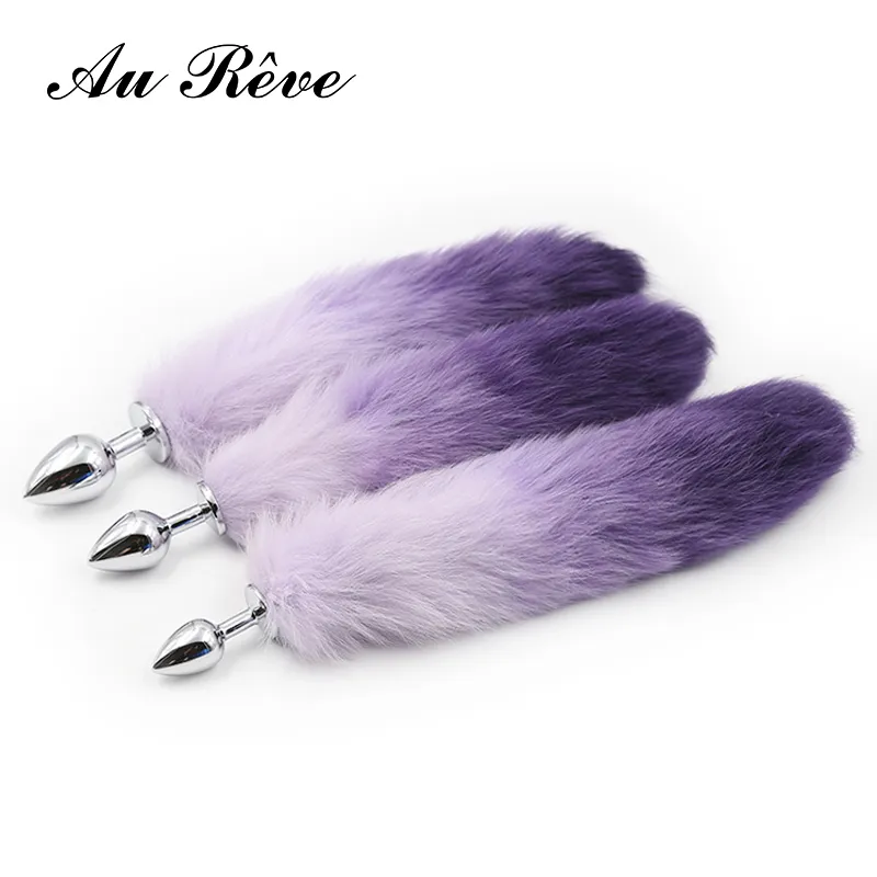 Butt Plugs Tails: Purple Faux Fur Fox Tail Anal Plug Metal Base, Adult ...