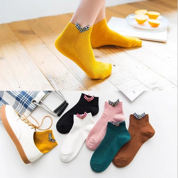 Womens Fashion Green Cotton Socks With Big Bowknot Solid Color, Casual ...